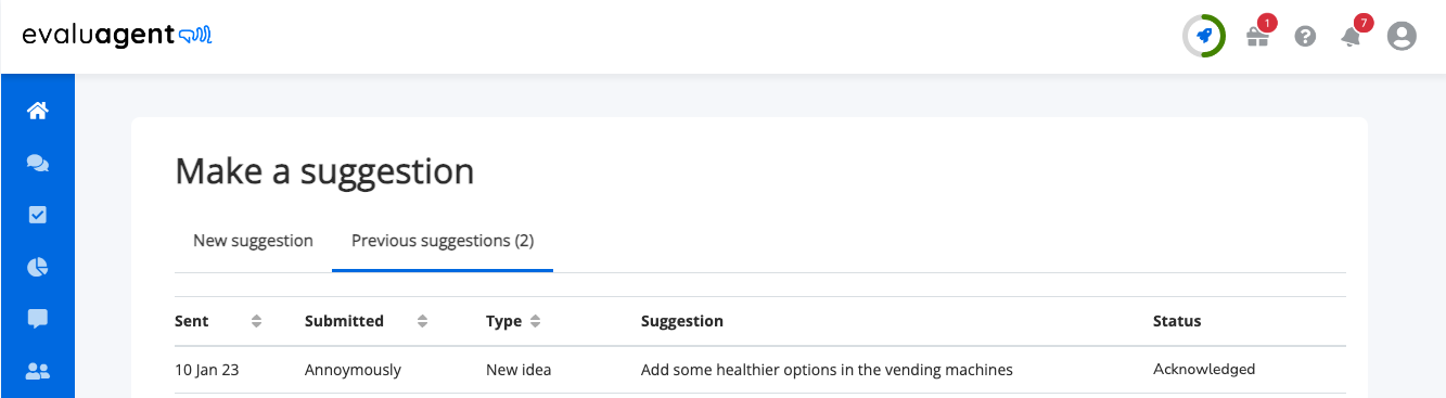 Submitting a new Suggestion (For Users) – EvaluAgent